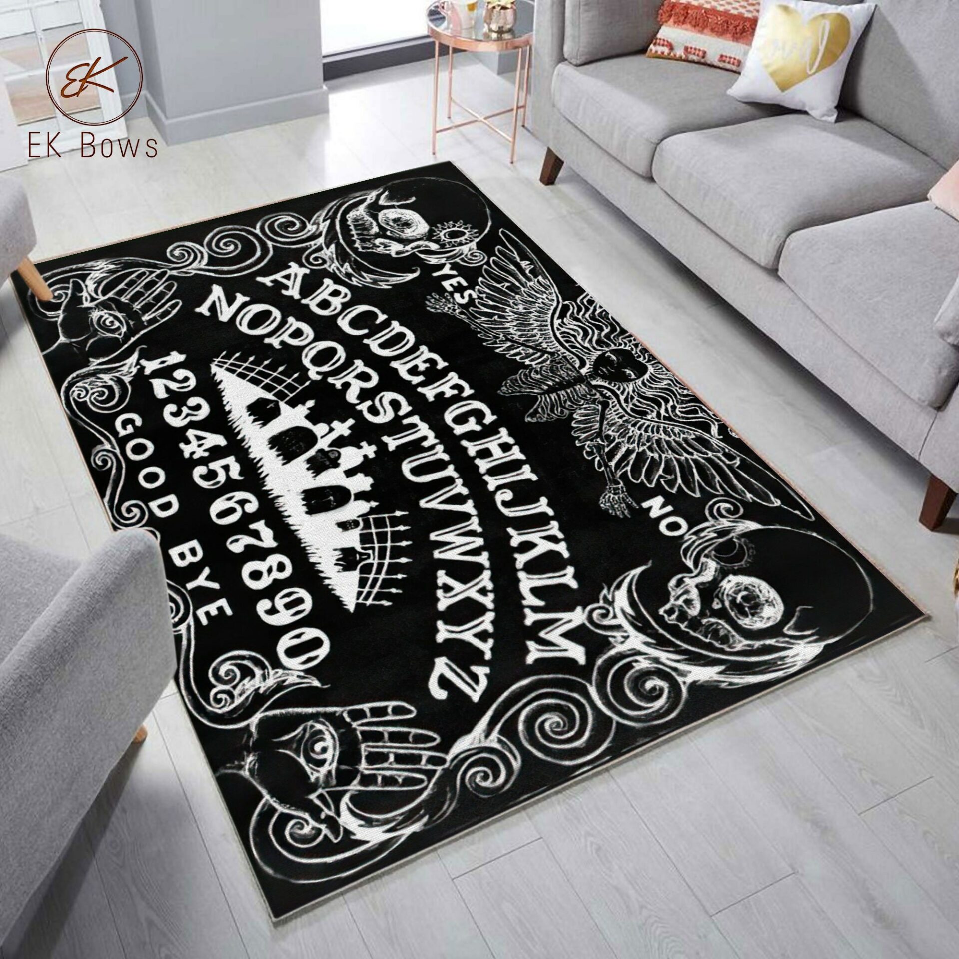 Witch Board Black Gothic Goth Occult Witchcraft Area Rug - Bluefink
