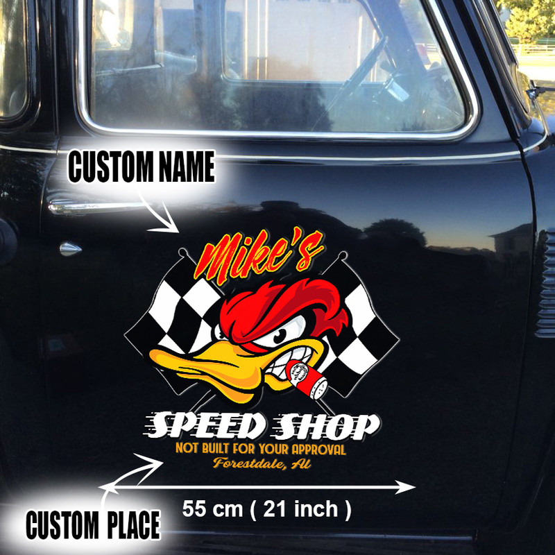 2 Pcs Personalized Hot Rod Garage Speed Shop Kustom Kultrure Old School ...