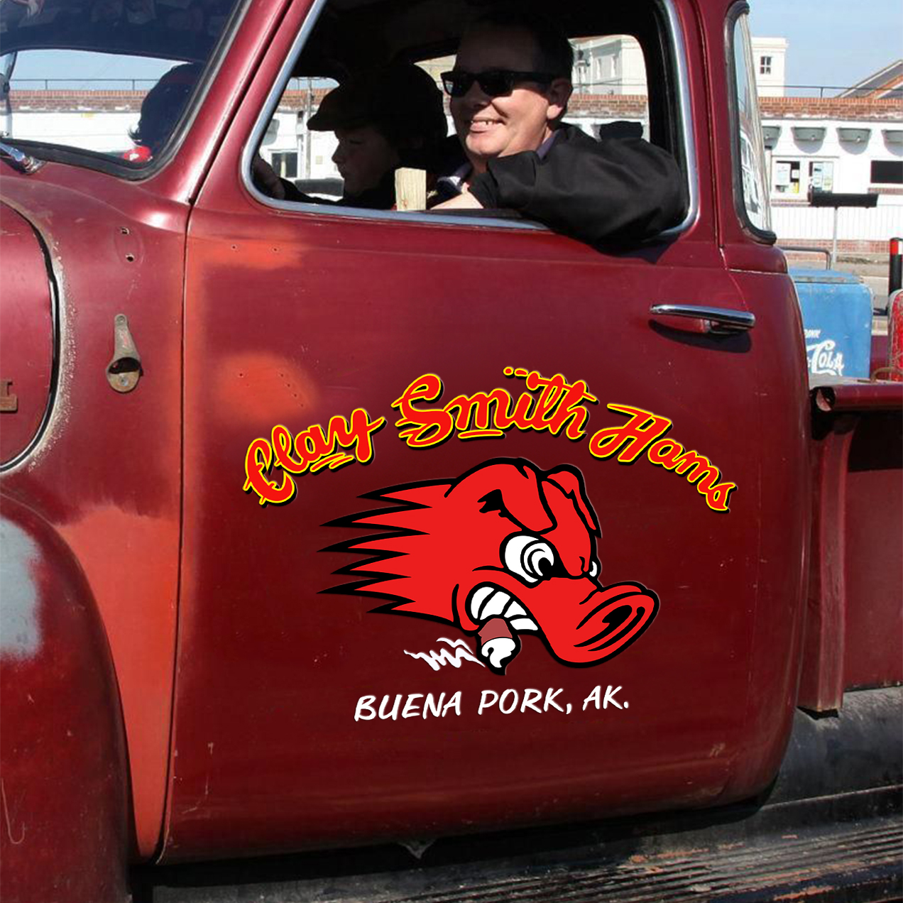 Clay Smith Hams Buena Pork Rat Rod Door Art Vinyl Decals Set 2 Pcs ...